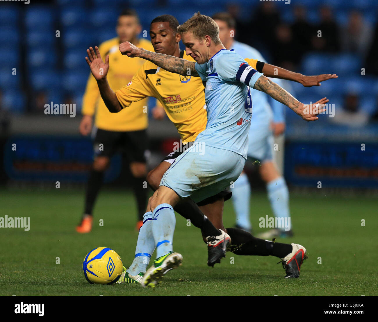 Coventry City's Carl Baker gets a shot in on goal during the FA Cup ...