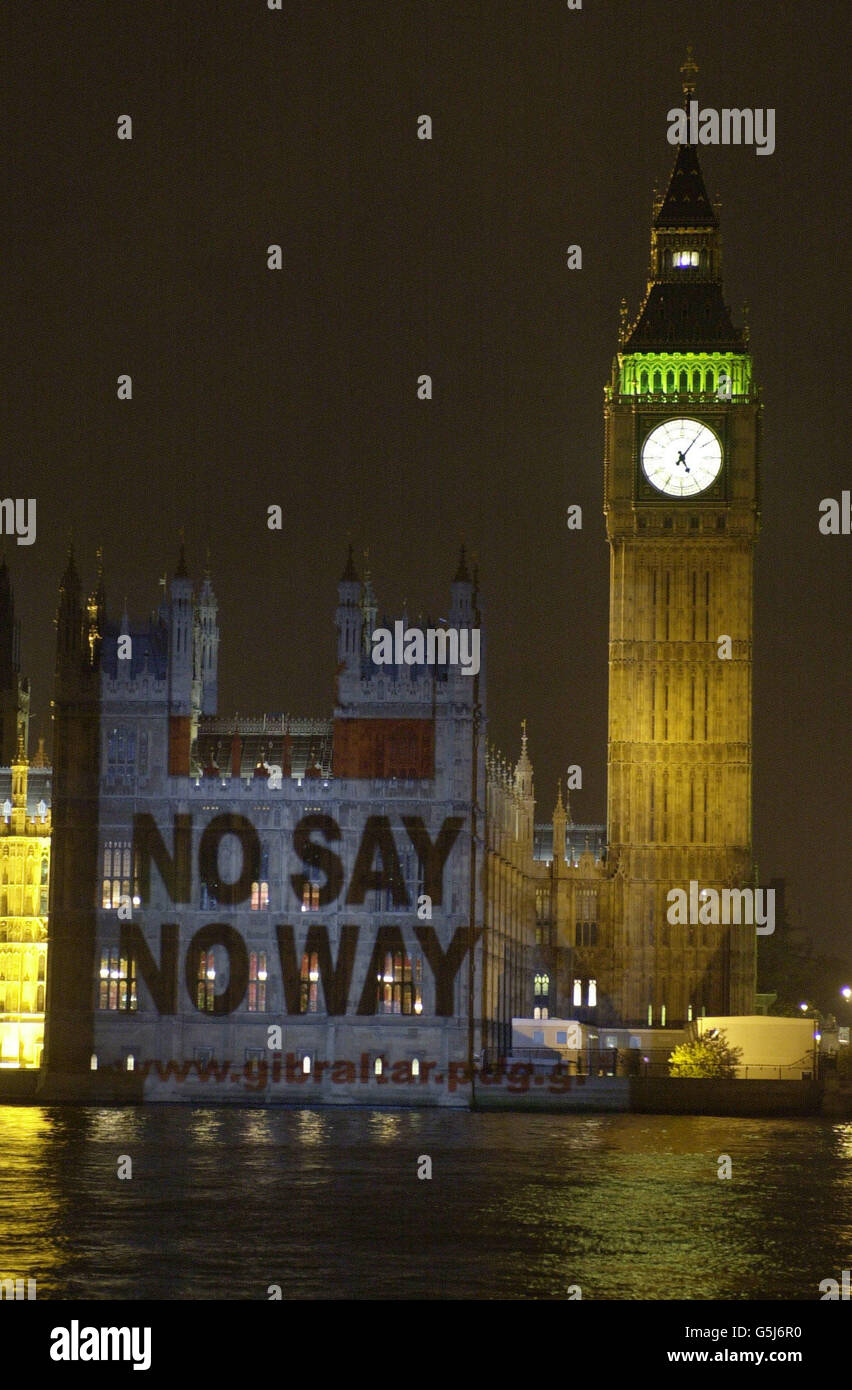 Gibraltarians protest Big Ben Stock Photo - Alamy