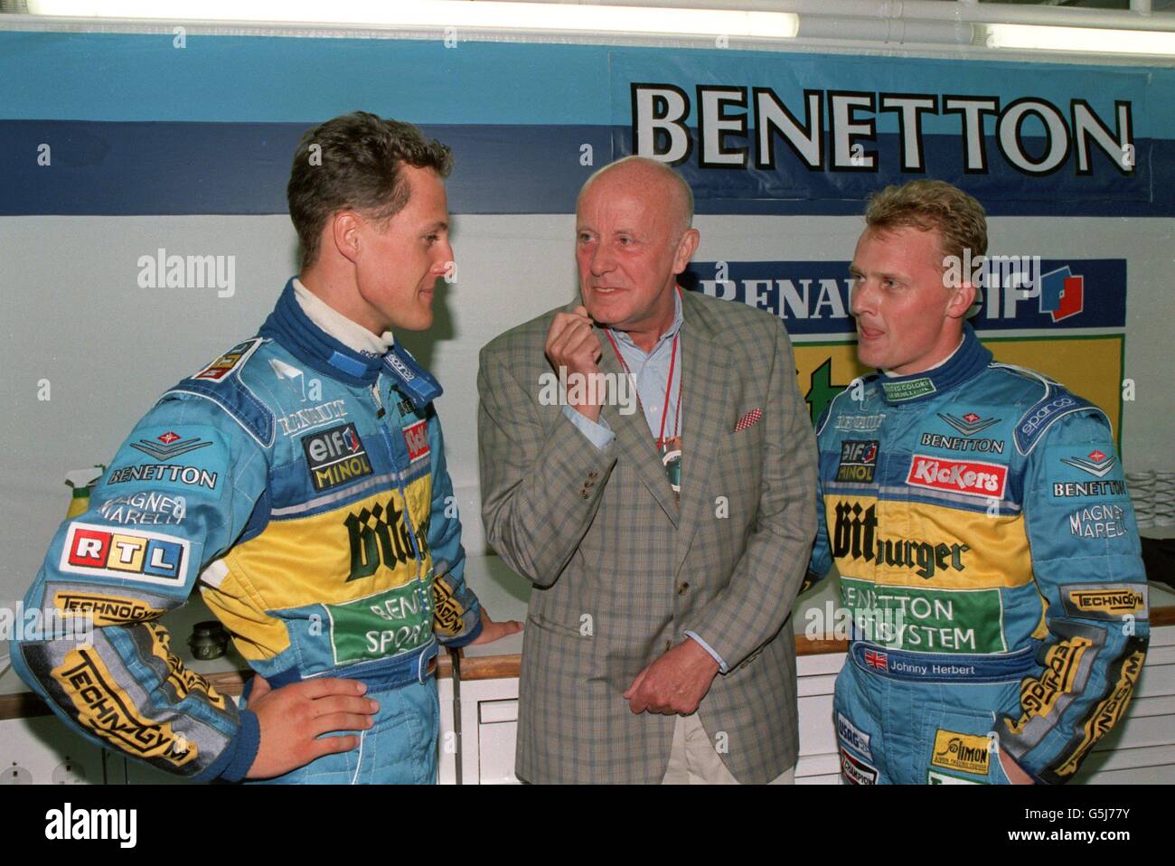 15-JUL-95, Michael Schumacher and Johnny Herbert meet actor Richard ...