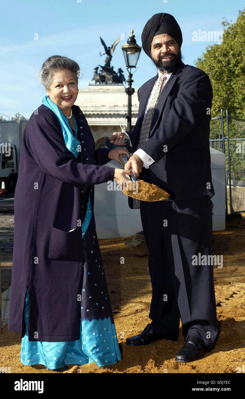 Baroness Flather, Chair of the Memorial Gates Trust, performs a ...