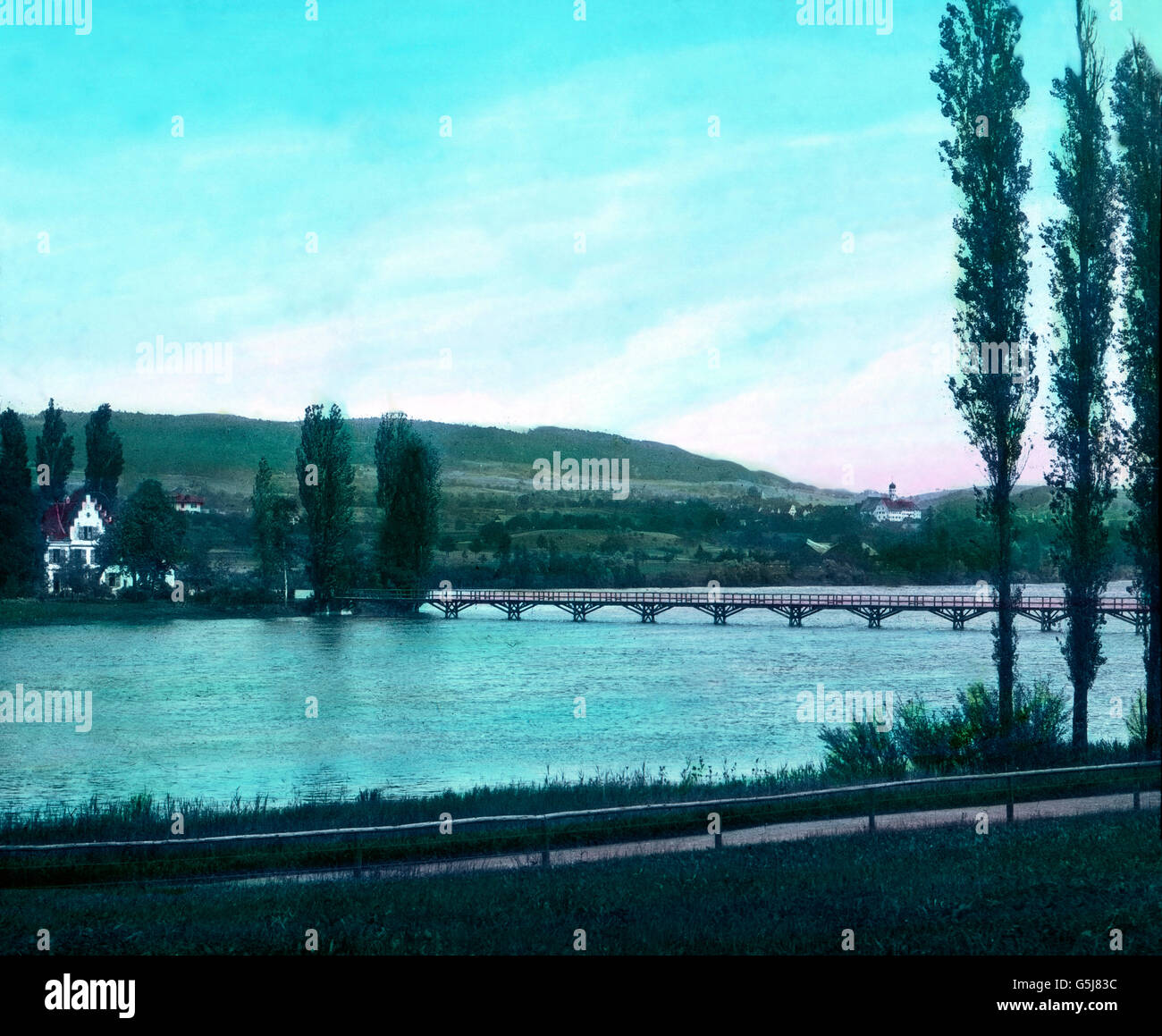 Insel Werd und Oehningen. Werd island with Oehningen village Stock ...