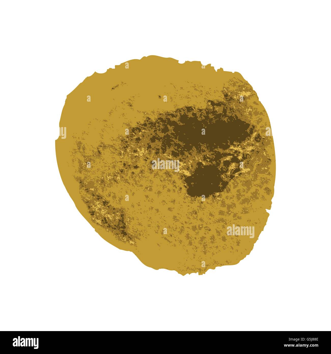 Gold brush paint stroke with rough edges on white background. Splash ...