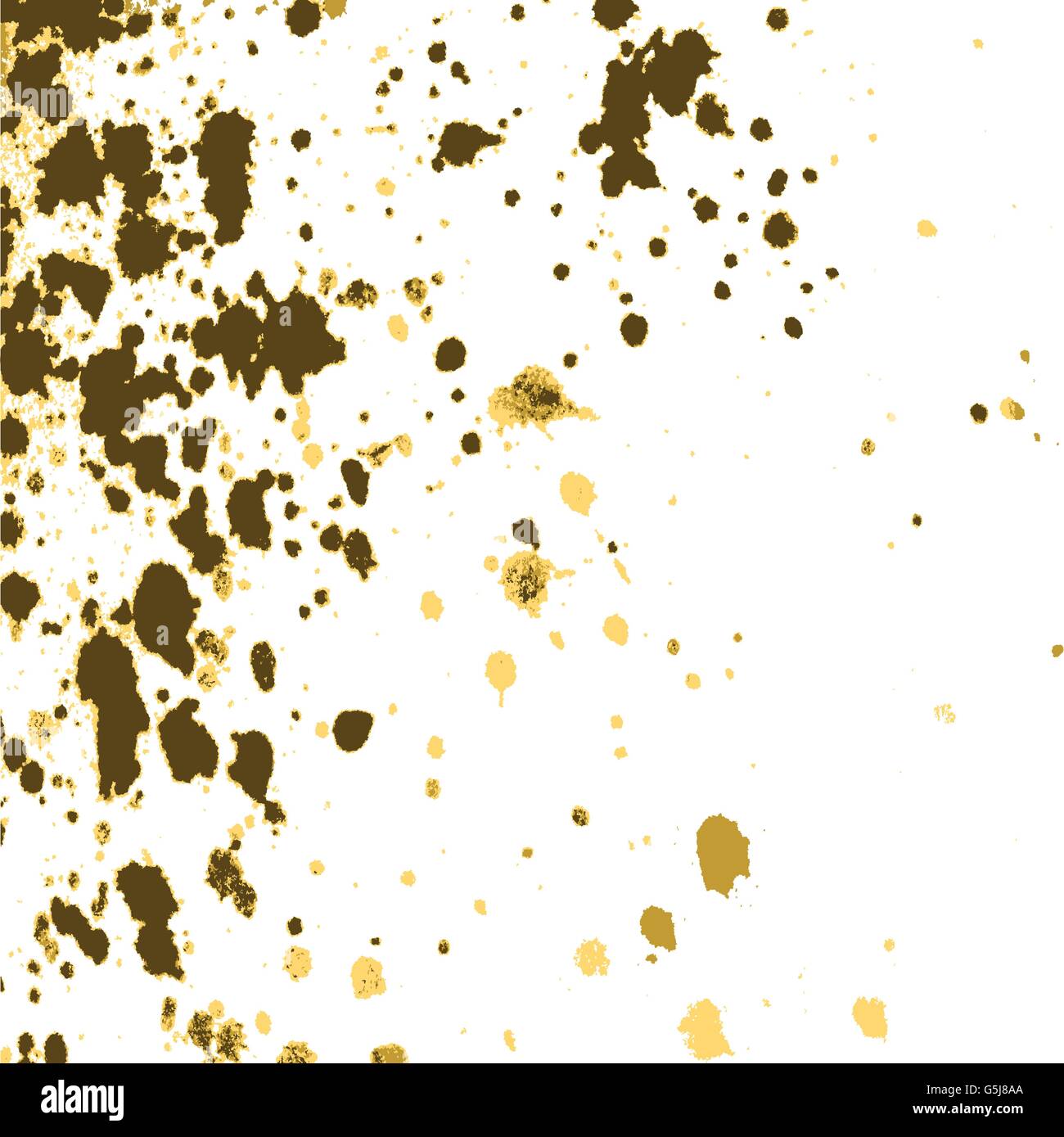 Vector gold paint splash, splatter, and blob on white background. Spray ...