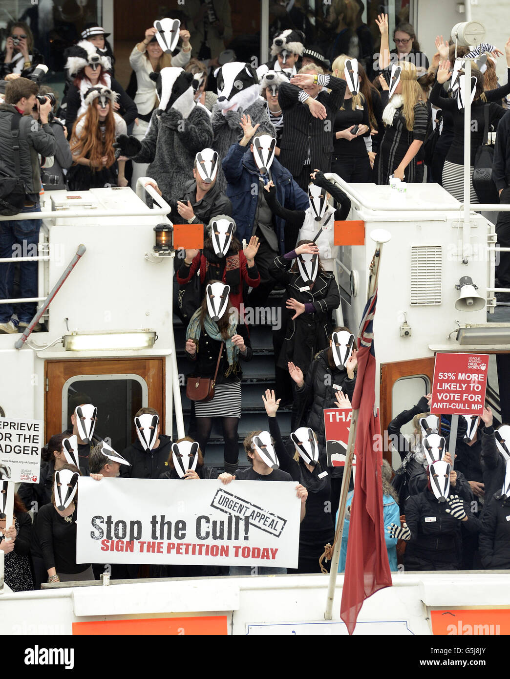 Activists from the League Against Cruel Sports stage a protest against ...