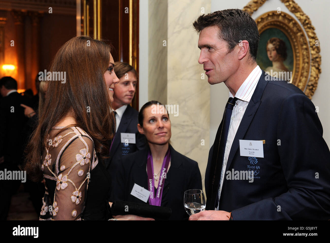 The Duchess of Cambridge meets Helena Lucas and Greg Searle during a ...