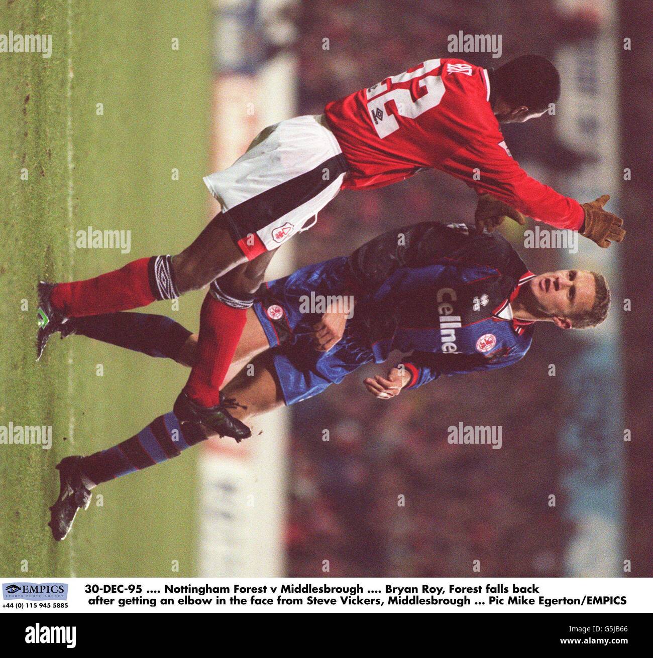 30 dec 95 nottingham forest v middlesbrough bryan roy hi-res stock ...