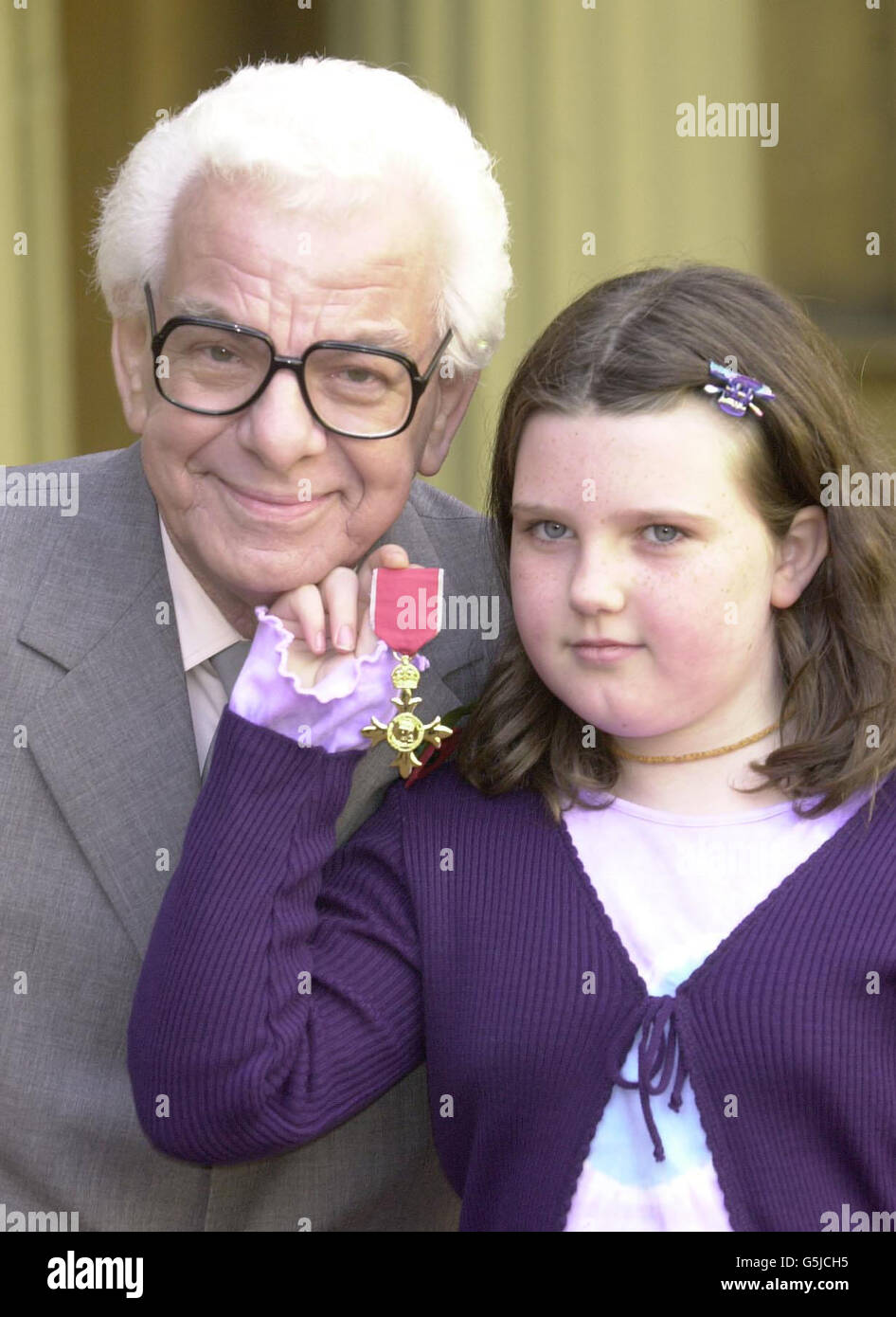 Barry Cryer, with grandaughter Ruby at Buckingham Palace, with his OBE ...