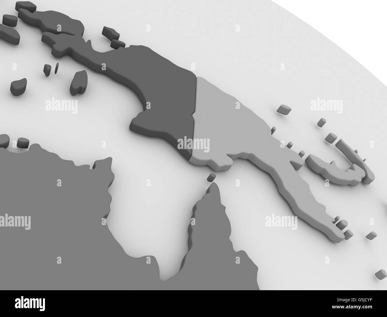 Map of Papua New Guinea on grey model of Earth. 3D illustration Stock ...