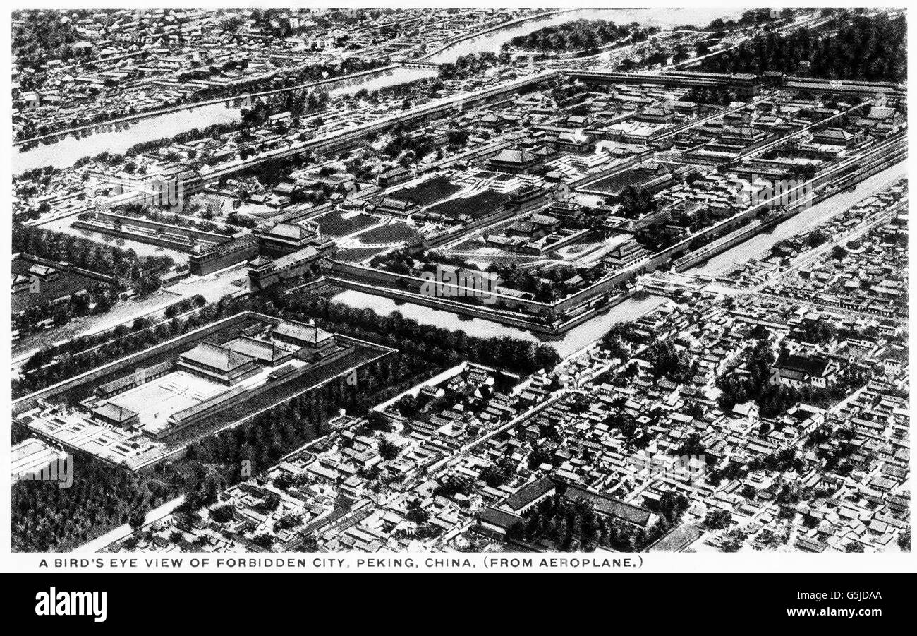 Luftbild der verbotenen Stadt in Peking, China, 1910er Jahre. Aerial ...