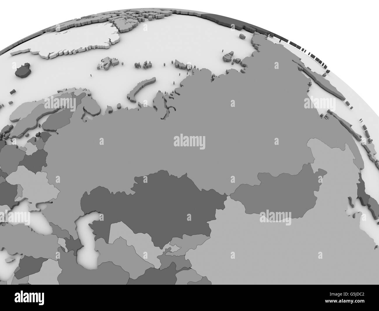 Map of Russia on grey model of Earth. 3D illustration Stock Photo - Alamy