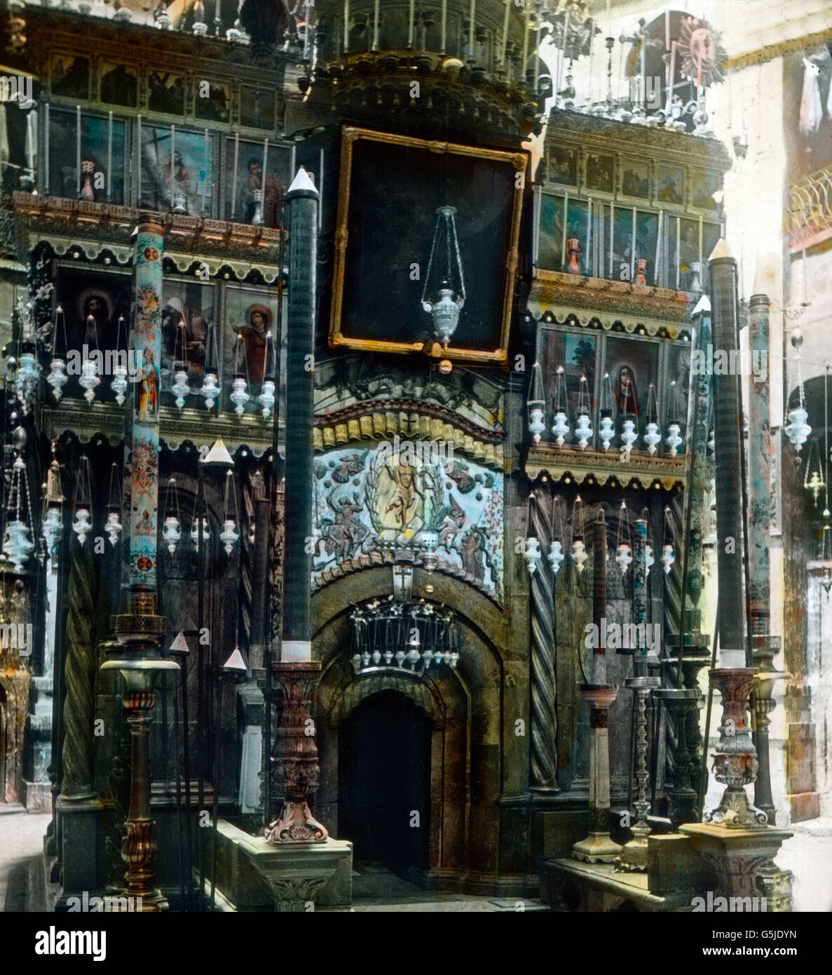 Das heilige Grab in der Grabeskirche in Jerusalem, 1920er Jahre. The ...
