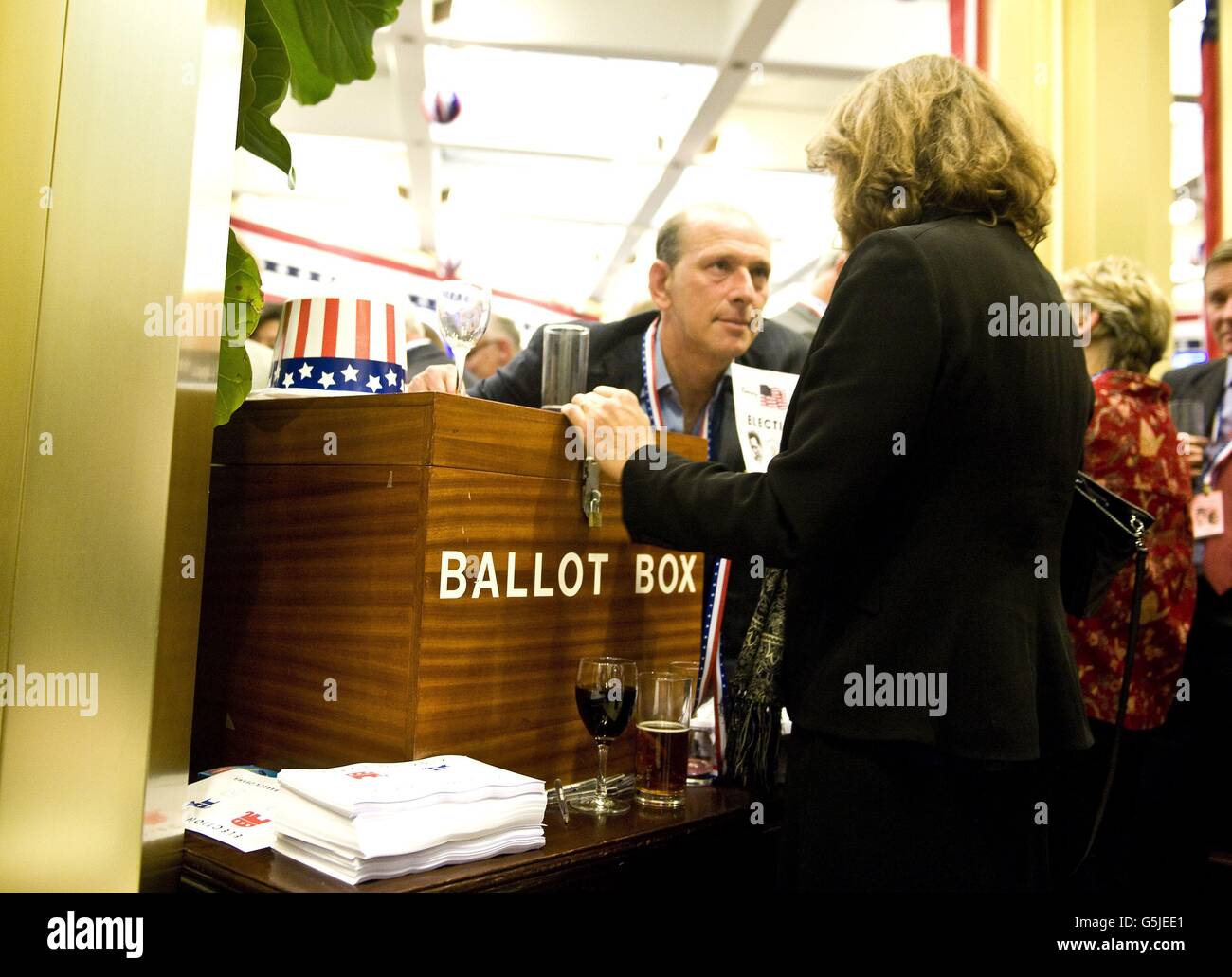 Guests at the US Embassy in London, for the US Embassy Election Night ...