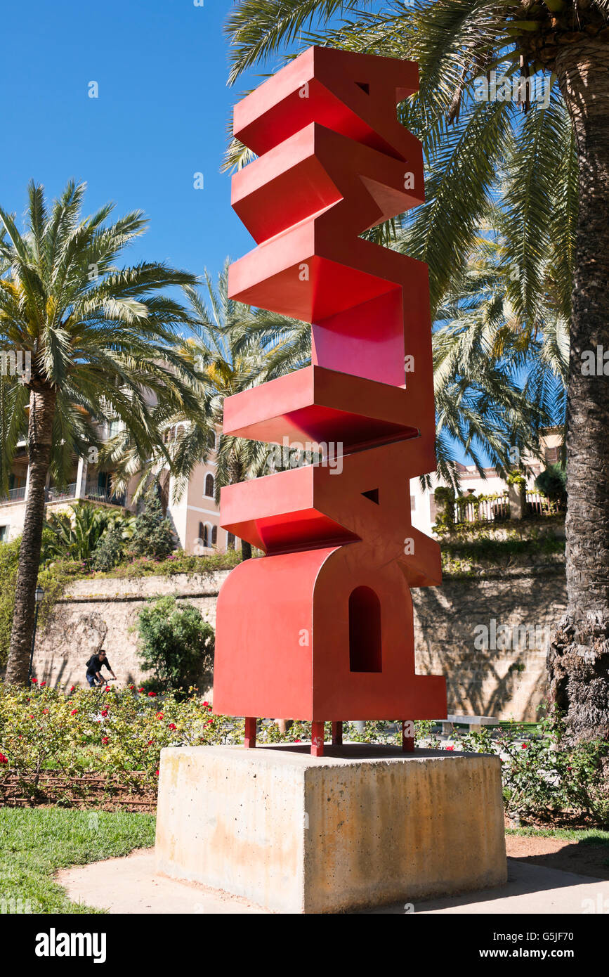 Vertical close up of the huge red Palma sign in Palma, Majorca Stock ...