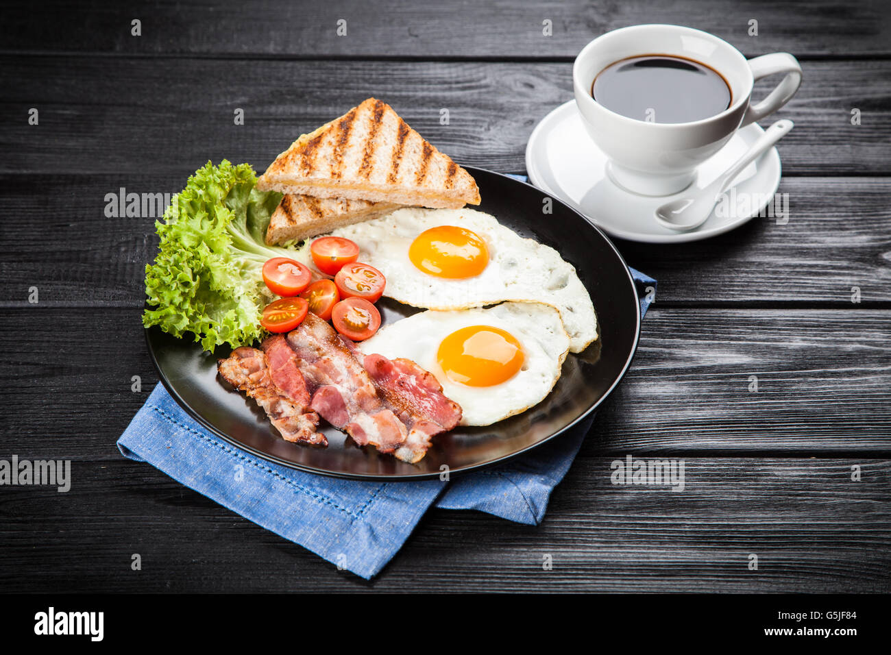 Traditional breakfast on a plate Stock Photo - Alamy