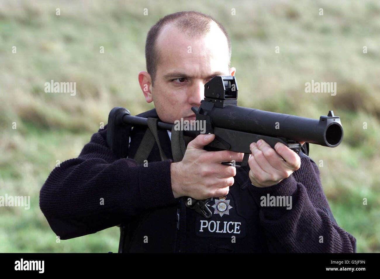 Pc Mick Pinsent from the Firearms Unit of Bedfordshire. Police gives a ...
