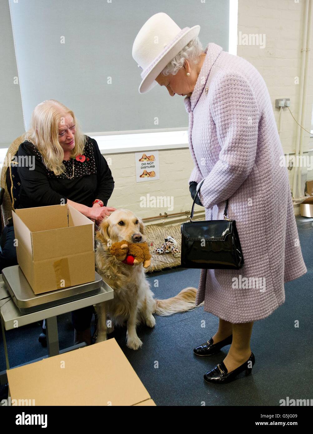 Queen visits Poppy Factory Stock Photo - Alamy