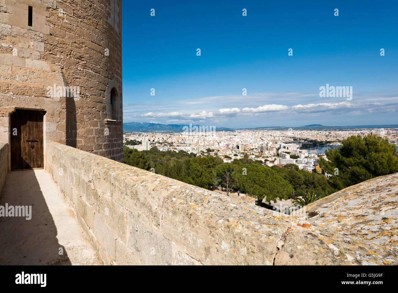 Horizontal view from the keep at Bellver Castle in Palma, Majorca Stock ...