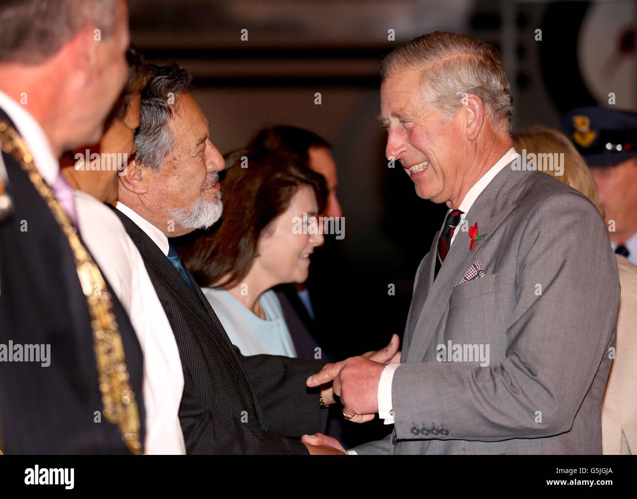 The Prince of Wales and The Duchess of Cornwall arrive and are greeted ...