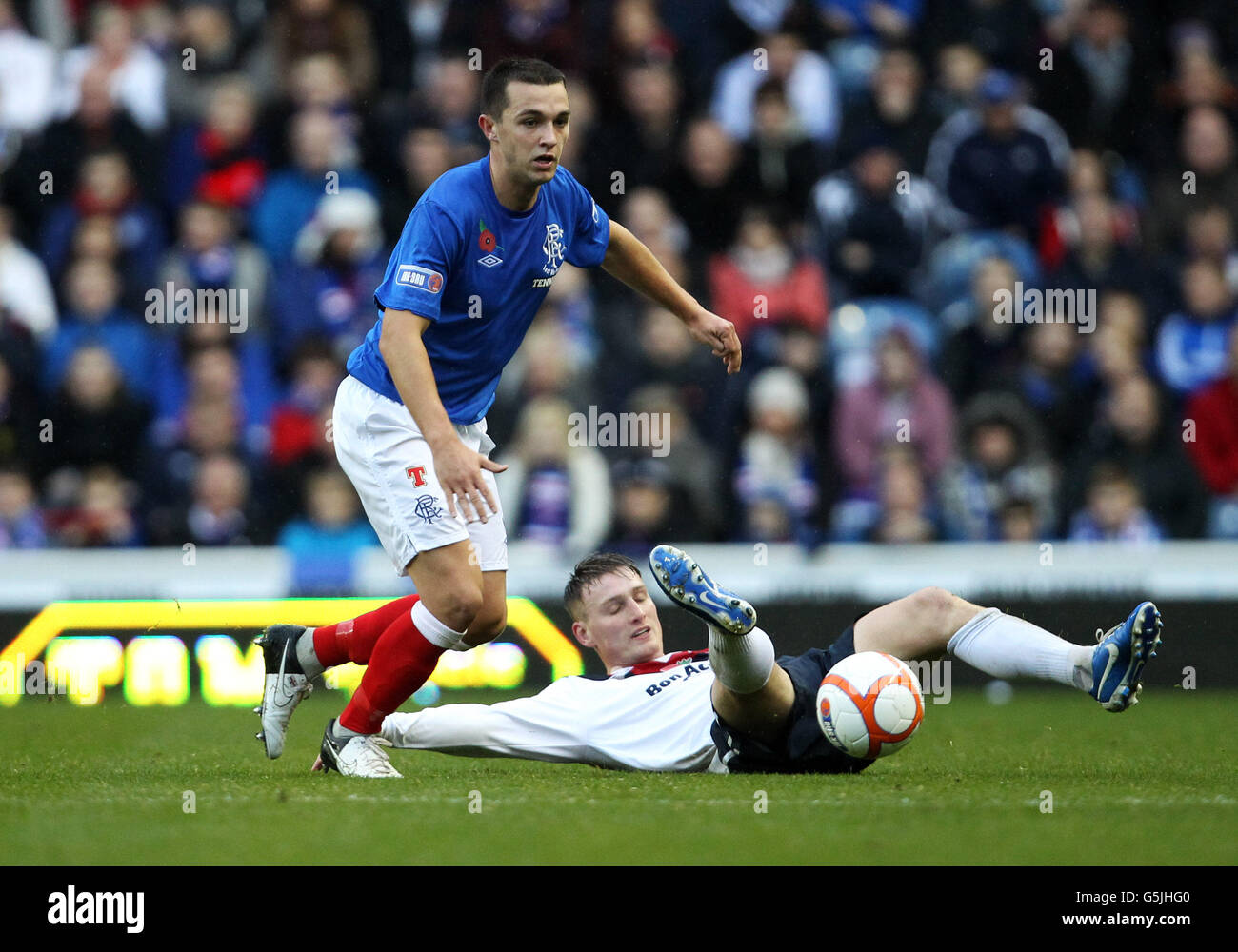 Ranger's Chris Hegarty and Peterhead's Rory McAllister during the Irn ...