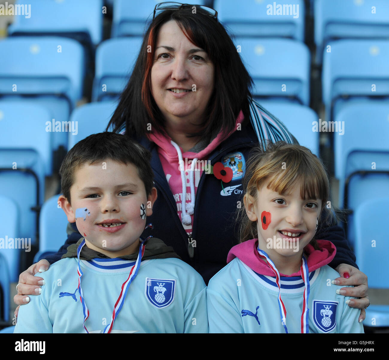 Coventry City fans, Reece Hinton, Helen Pegler and Hollie Pegler before ...