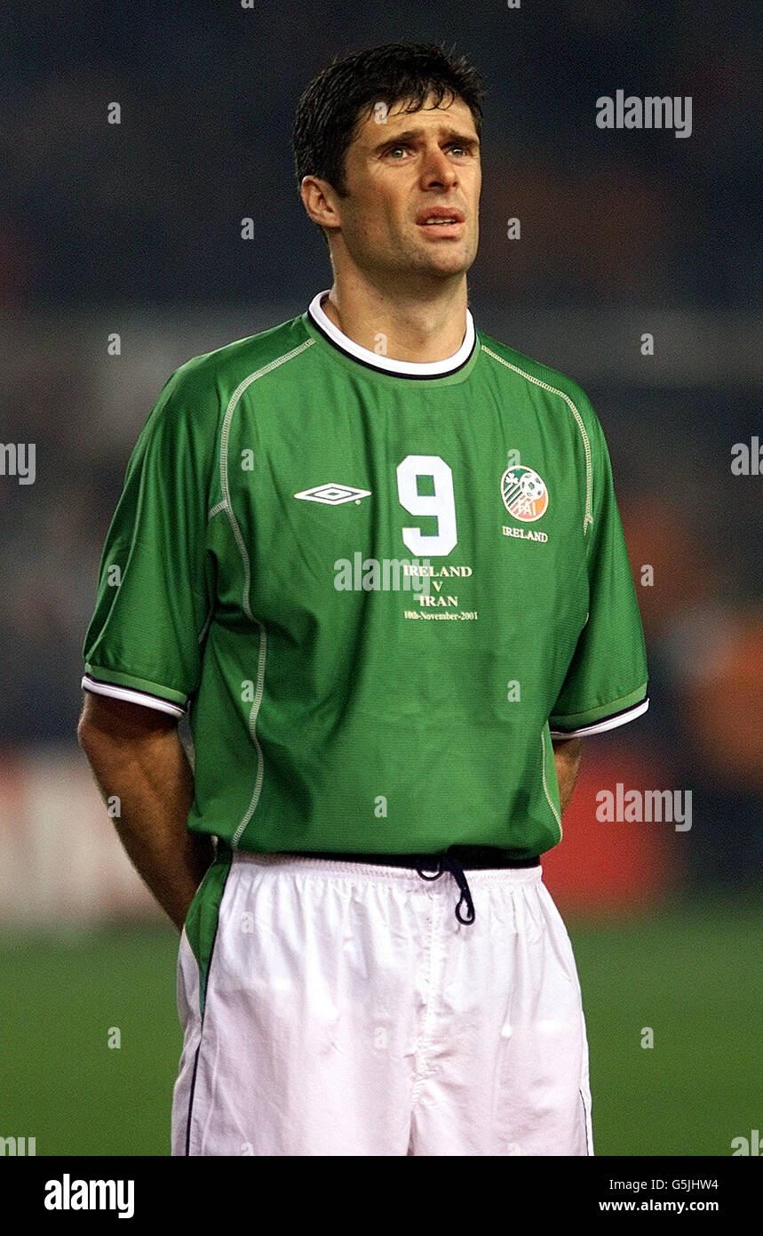 Republic of Ireland - Niall Quinn in line up before the game between ...