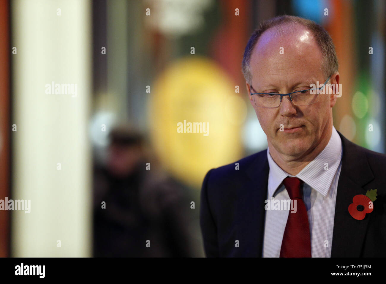 BBC director general George Entwistle stands outside BBC Broadcasting ...