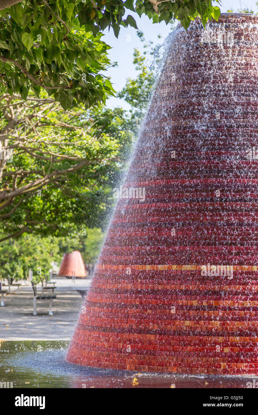 waterfall on colored tiles in red and orange colors Stock Photo - Alamy