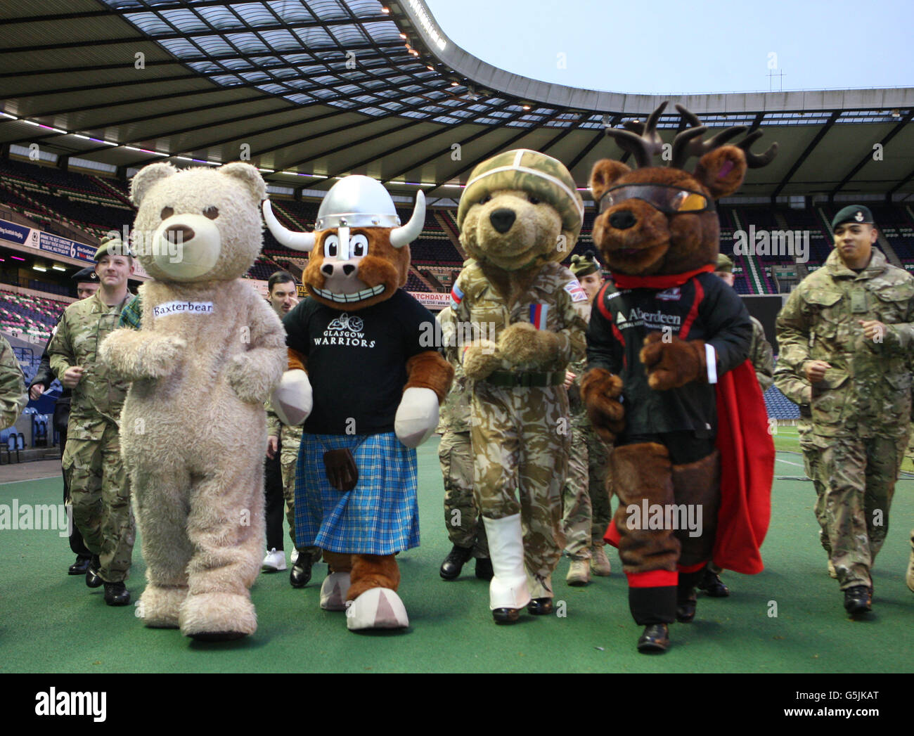 Mascots run during the mascot race in joint venture with the armed ...