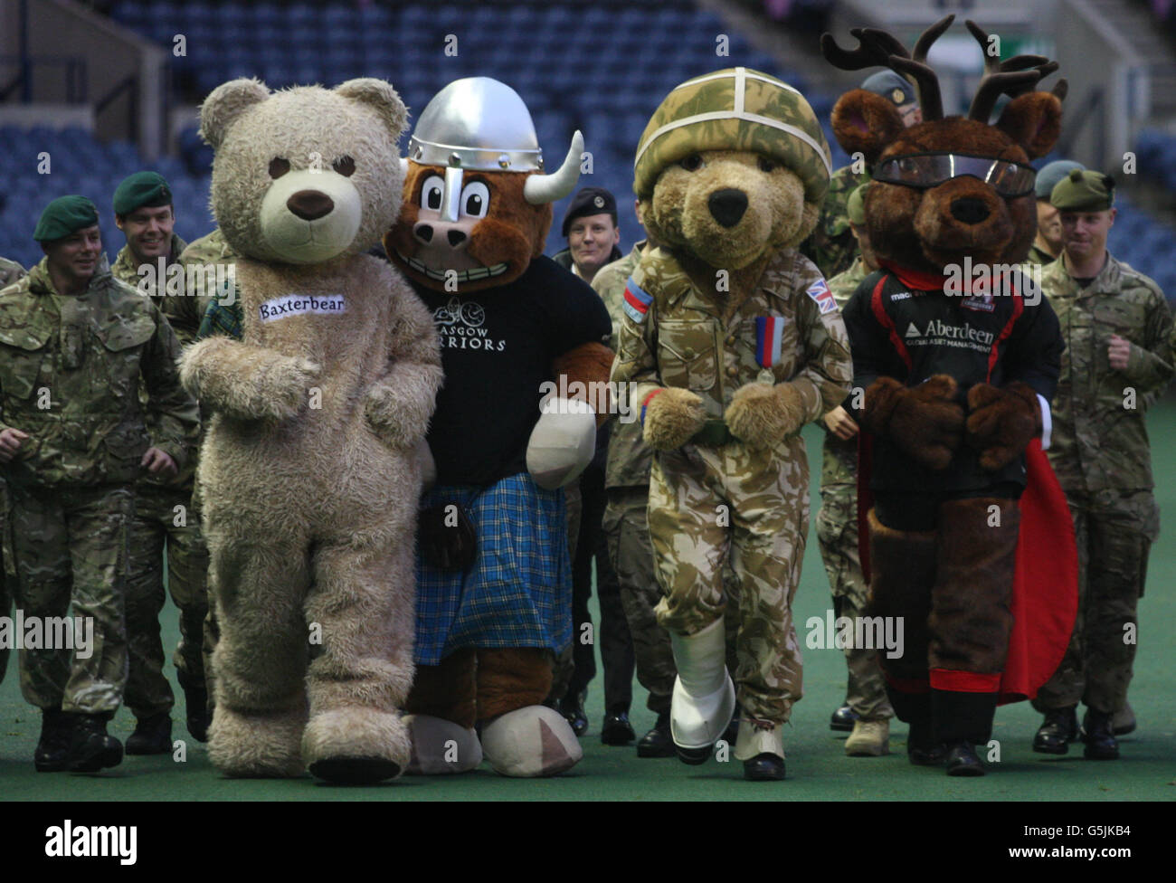 Mascots run during the mascot race in joint venture with the armed ...