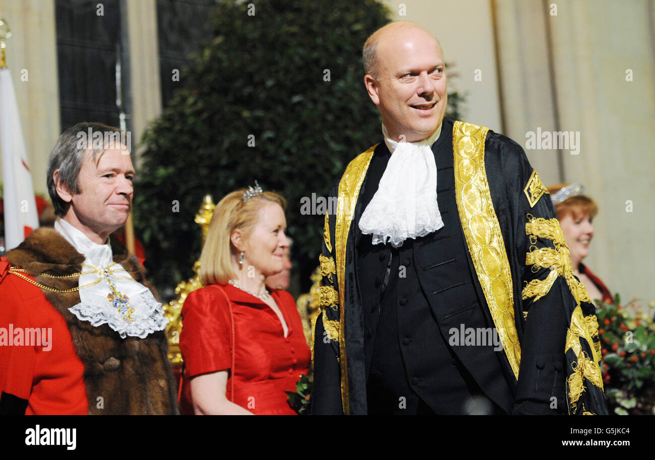 Lord Chancellor Chris Grayling processes into the Guildhall in London ...