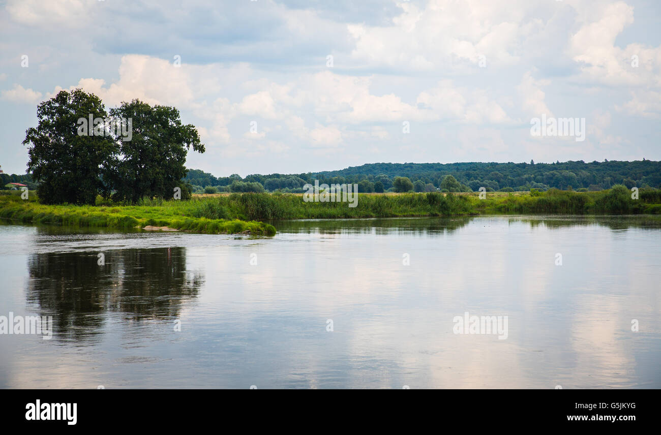 River lake with mirror reflections Stock Photo - Alamy