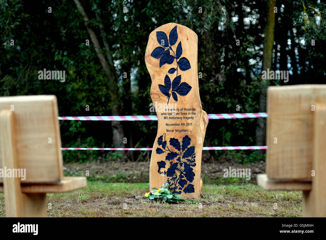 Part of a memorial dedicated to the victims of the M5 motorway tragedy ...