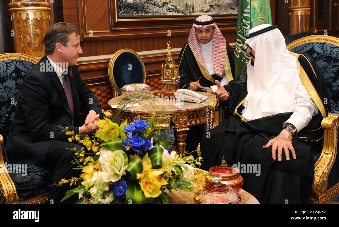 Prime Minister David Cameron meets King Abdullah of Saudi Arabia at the ...