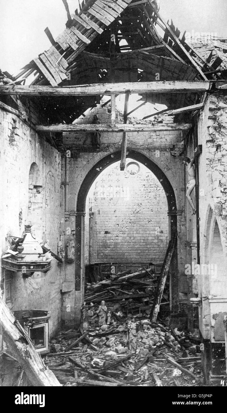 World War One - Destroyed church - Curlu - France Stock Photo - Alamy