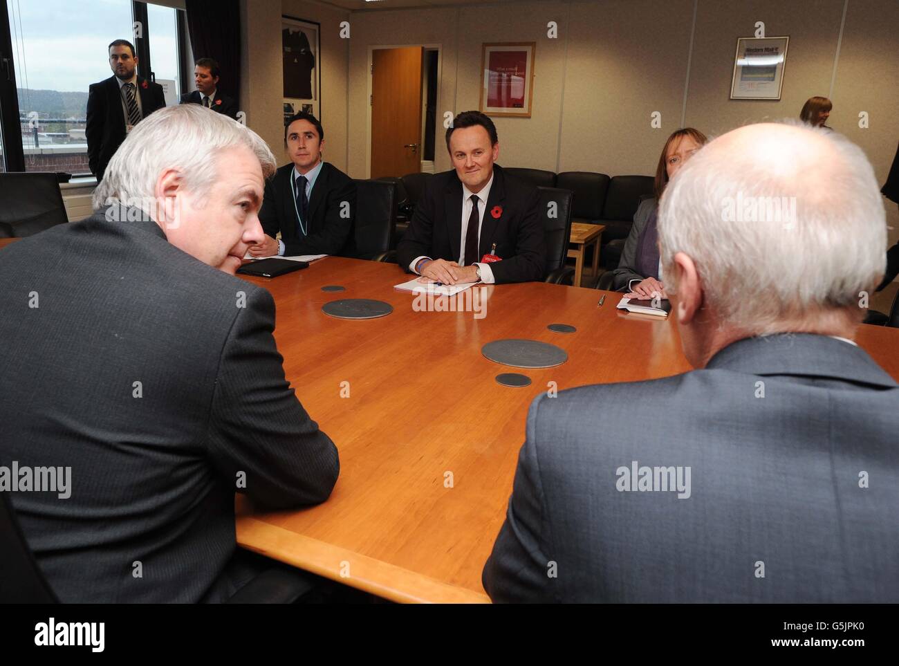 Carwyn Jones, First Minister of Wales (left) meets Keith Towler , the ...