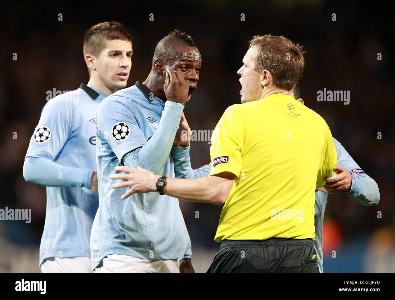Manchester citys mario balotelli after the final whistle hi-res stock ...