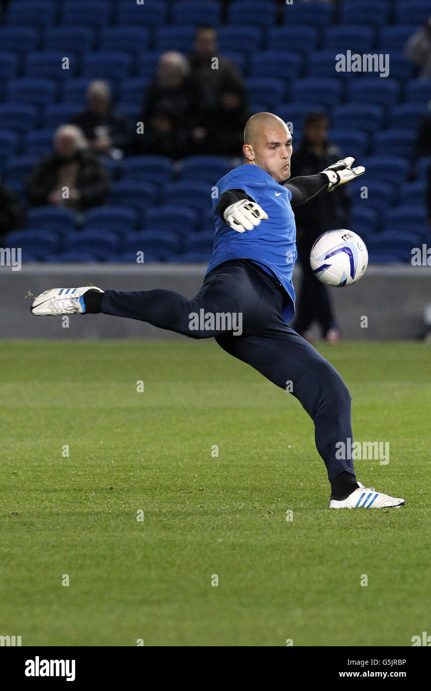 Peterborough United goalkeeper Robert Olejnik during warm-up Stock ...