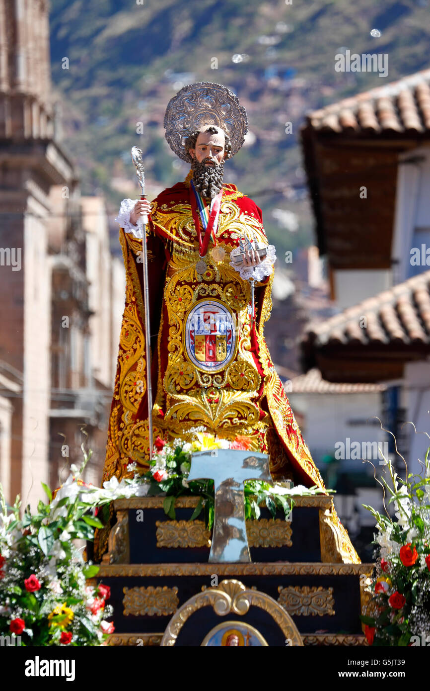 San Antonio Abad float, procession, Plaza de Armas, Corpus Christi ...