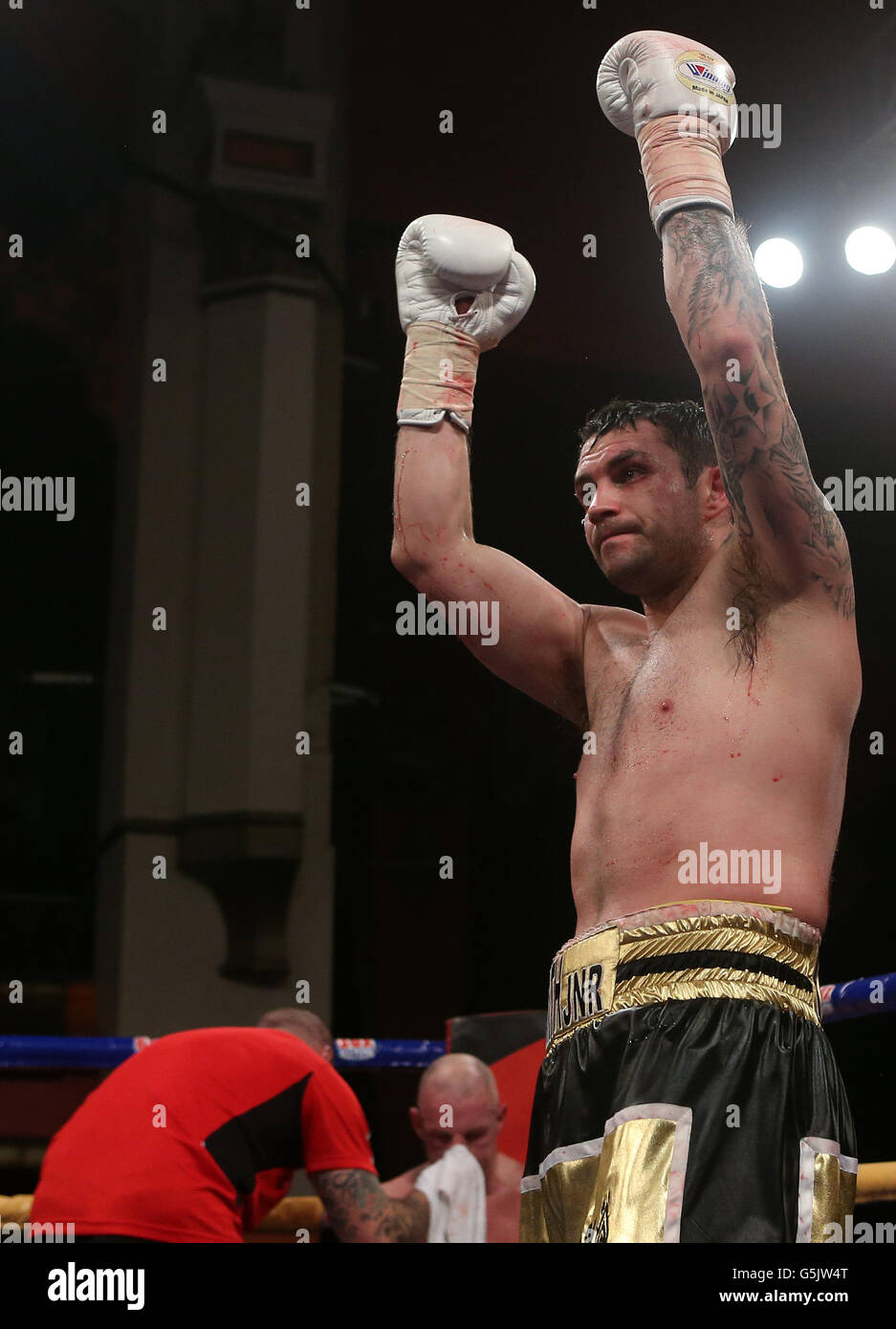 Paul Smith celebrates beating Tommy Tolan in there Super Middleweight ...