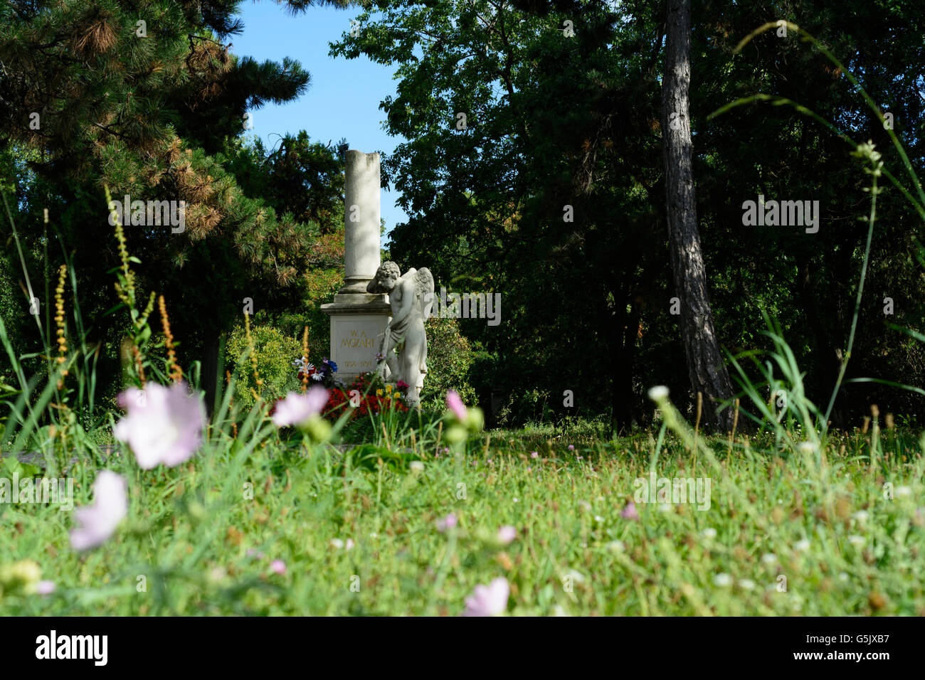 Grave of Wolfgang Amadeus Mozart in a common grave at the St. Marx ...