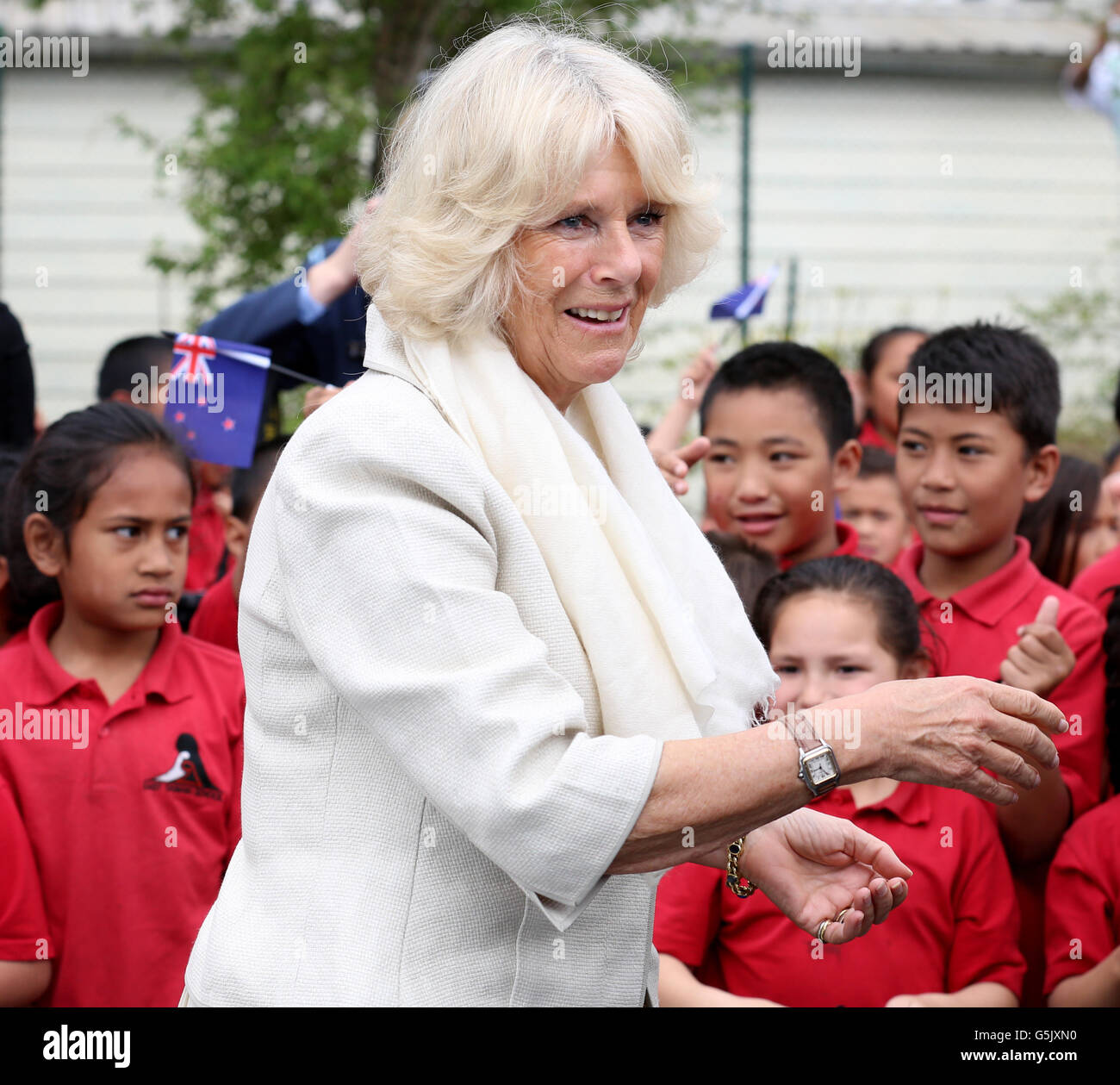 The Duchess of Cornwall during a visit to East Tamaki Primary School in ...