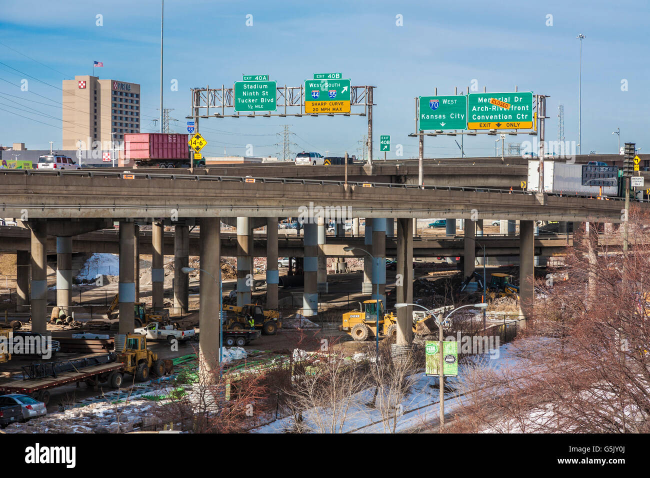 Road construction project in downtown St. Louis, Missouri Stock Photo ...