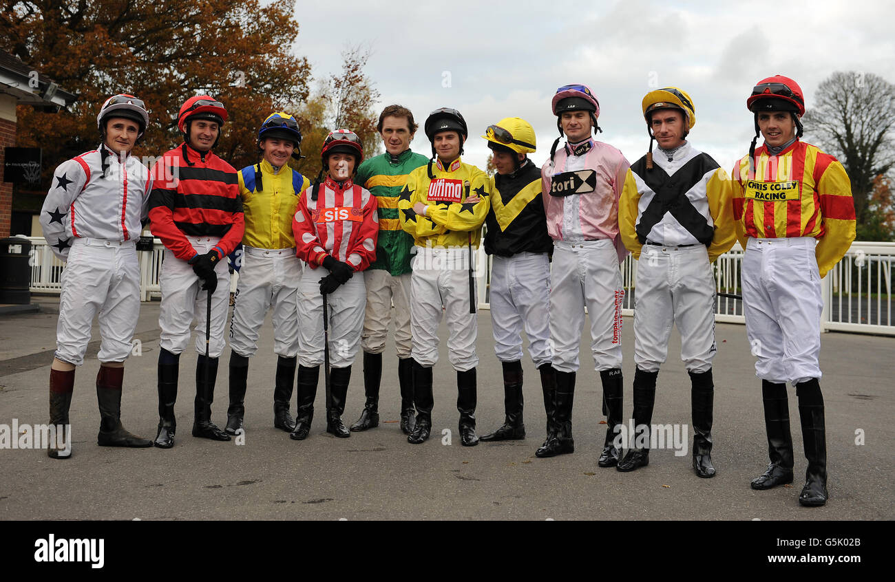 Flat jockeys in the William Hill 'Flat Jockeys' Handicap Hurdle ...