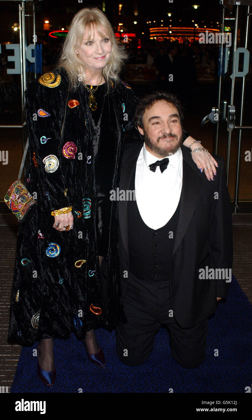 Actor John Rhys-Davies (R) arrives on his knees at the Odeon Leicester ...