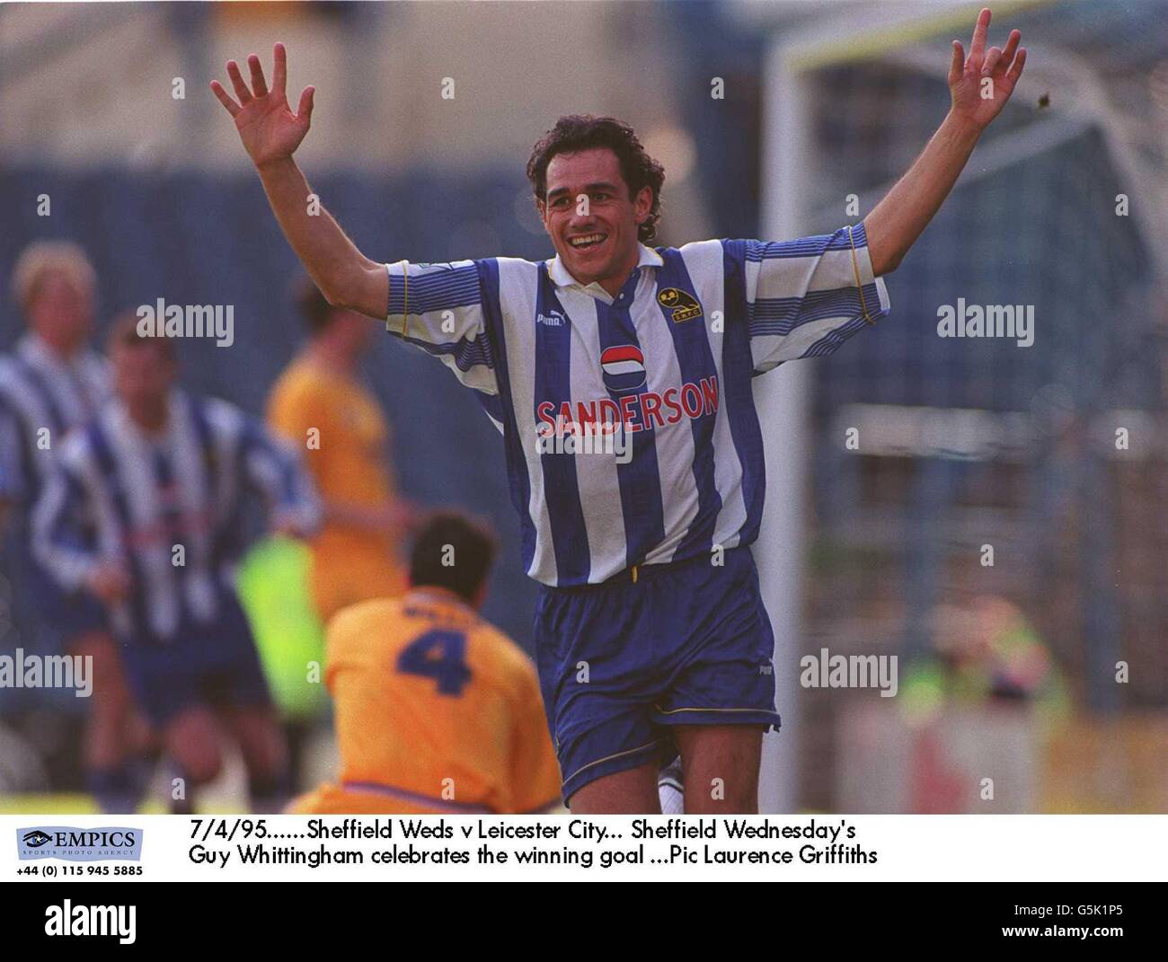7/4/95. Sheffield Weds v Leicester City. Sheffield Wednesday's Guy ...