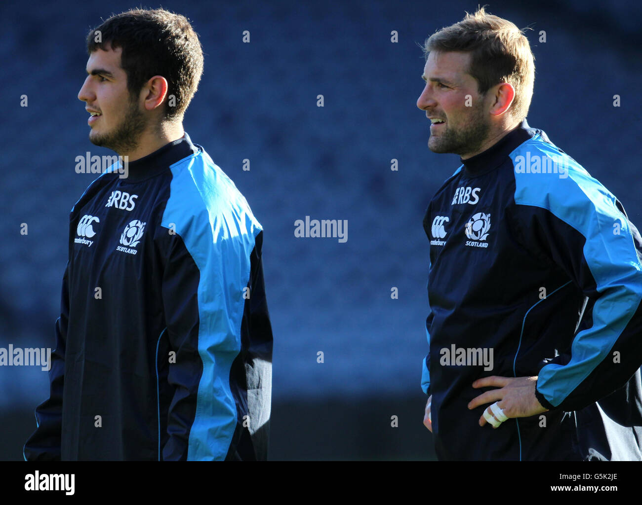 Scotlands stuart mcinally john barclay captains run murrayfield stadium ...