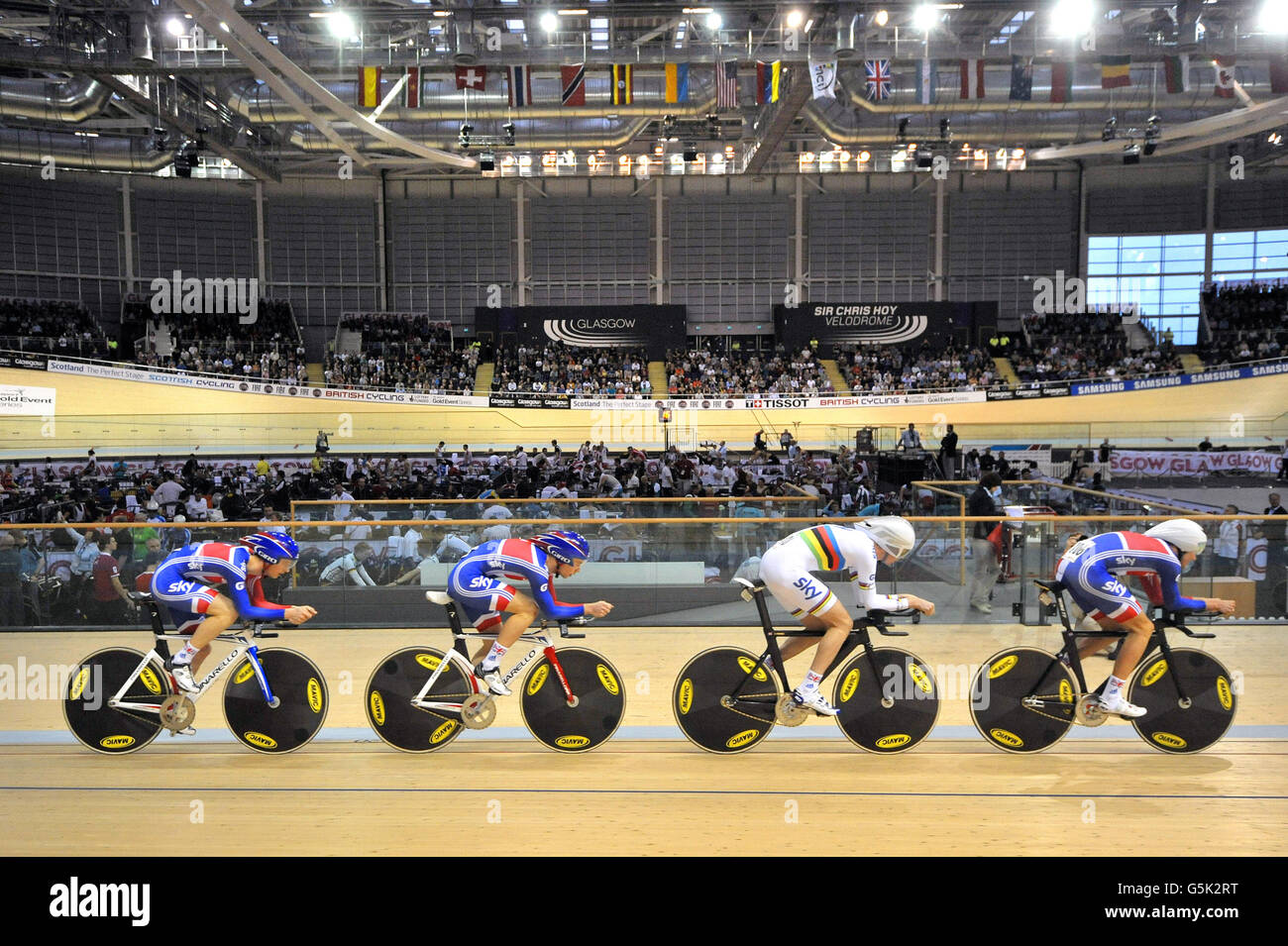 Great Britain's team pursuit squad of Andrew Tennant, Joseph Kelly ...