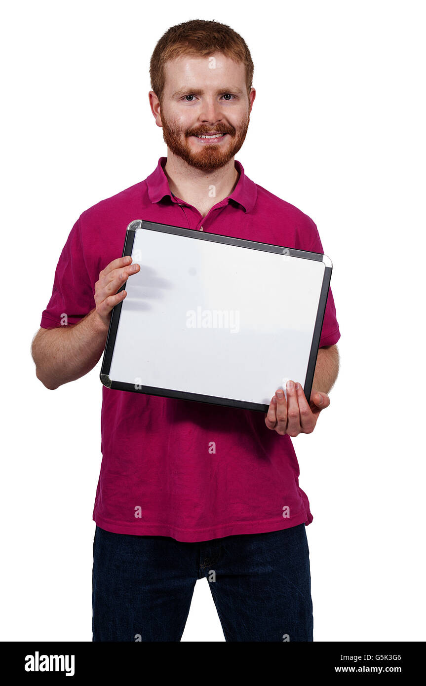 Man holding up blank sign Cut Out Stock Images & Pictures - Alamy