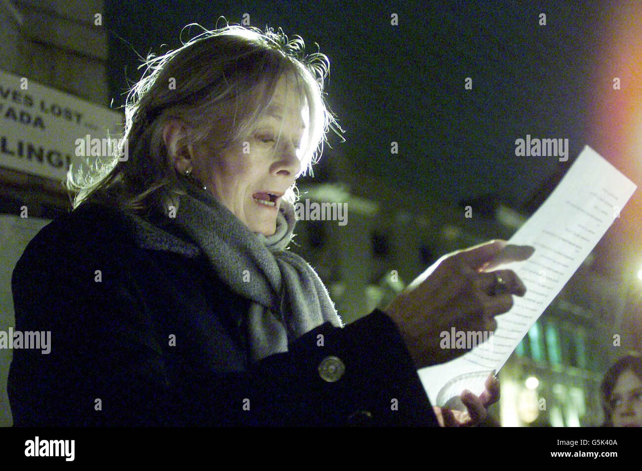 Actress Vanessa Redgrave at the Candles for Peace vigil at the Edith ...