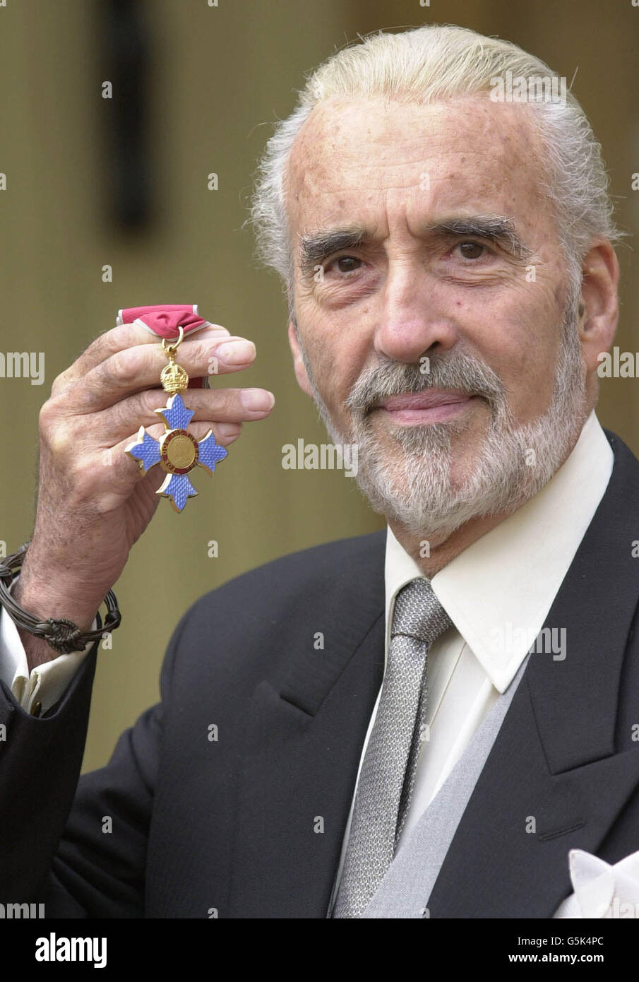 Christopher Lee receives his CBE Stock Photo - Alamy